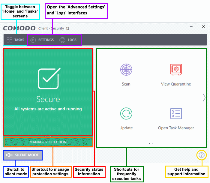 The Main Interface - Comodo Client Security Help, Endpoint Security | COMODO